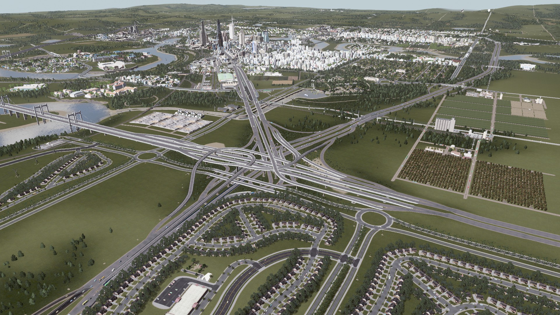 Ludington's Latest Spaghetti - 5 Way Interchange : r/CitiesSkylines